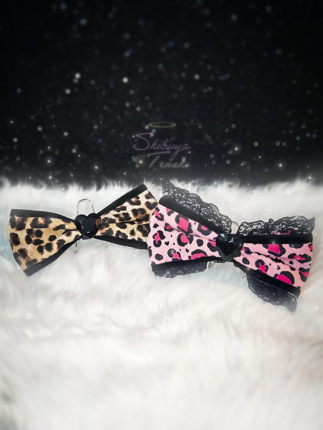 Catgirl of Shibuya: Leopard Print Gyaru Large Hair Bow Hair Ribbon - Etsy