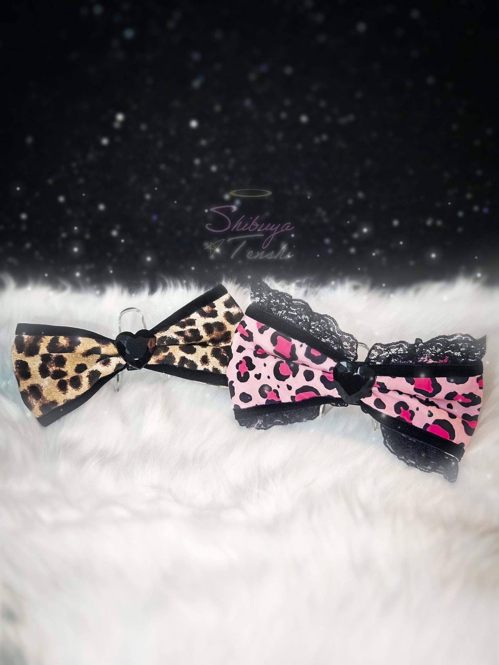 Catgirl of Shibuya: Leopard Print Gyaru Large Hair Bow Hair Ribbon - Etsy