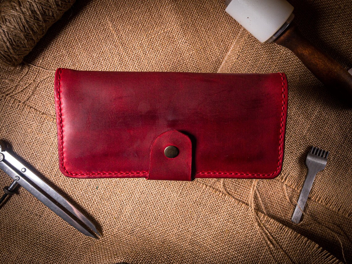 Red Leather Women Wallet, Minimalist Wallet, Leather Wallet Woman ...
