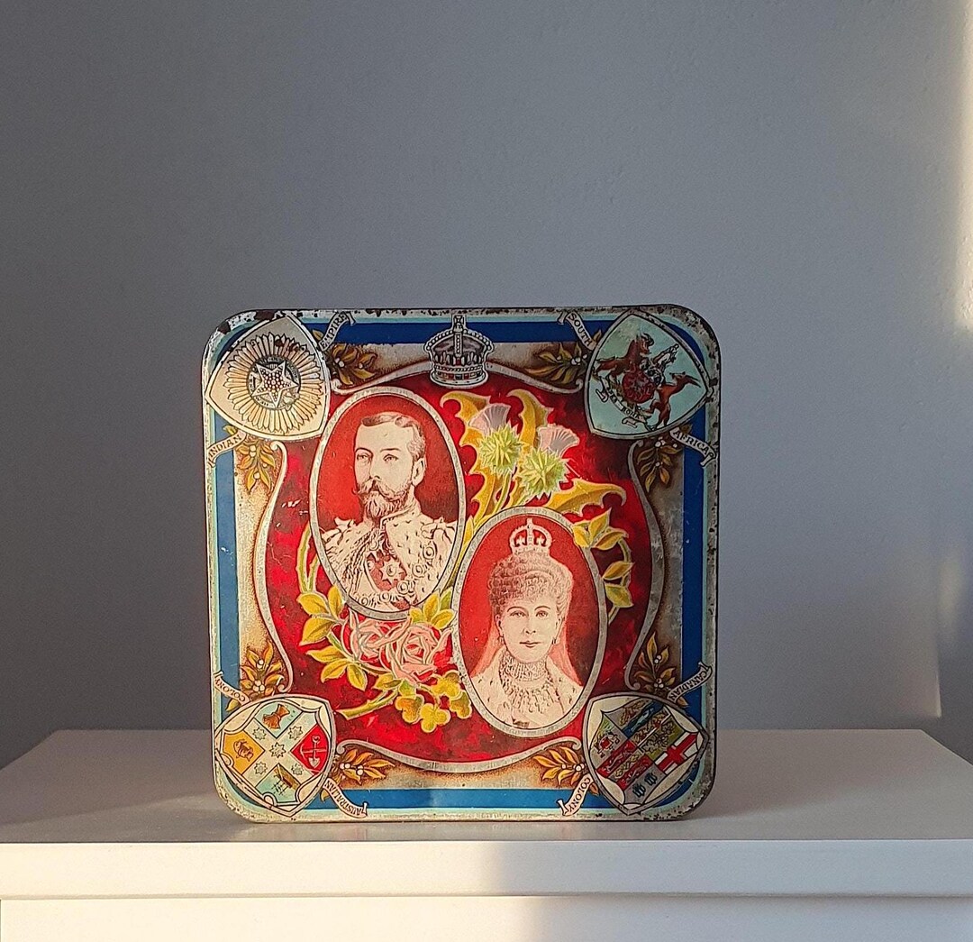 Antique Coronation Tin 1911, King George V Queen Mary Commemorative ...