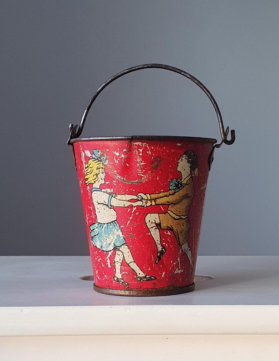 Antique Tin Pail, Vintage Tin Bucket, Childs Tin Pail 1910s, Kids Metal ...