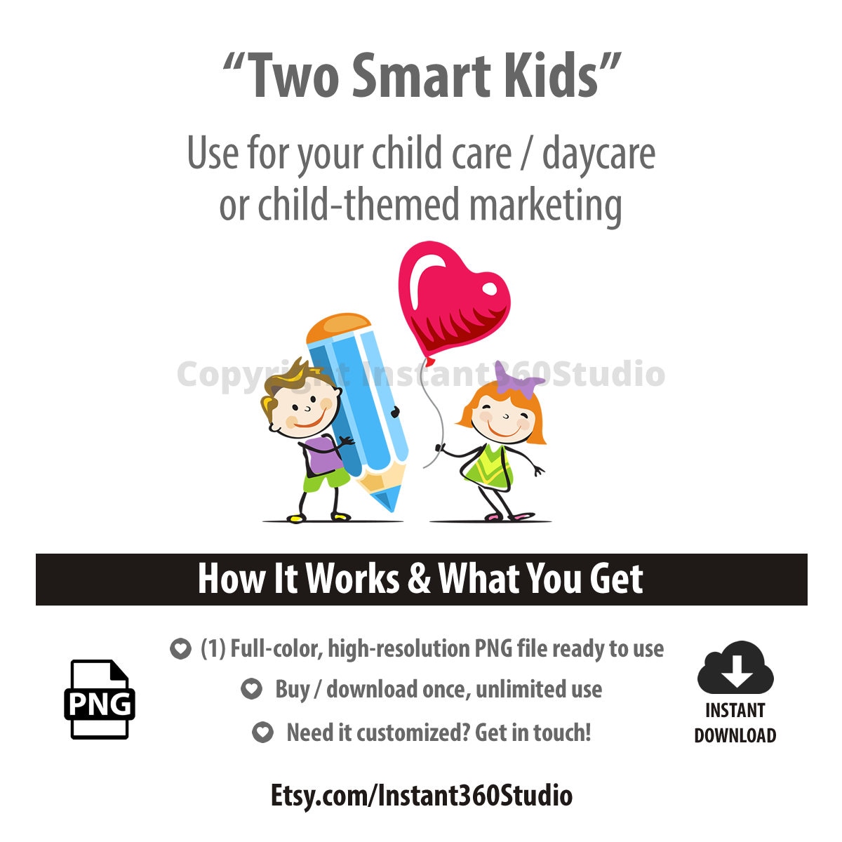 Two Smart Kids / Child Care / Daycare Clip Art / Preschool Logo / Logo ...