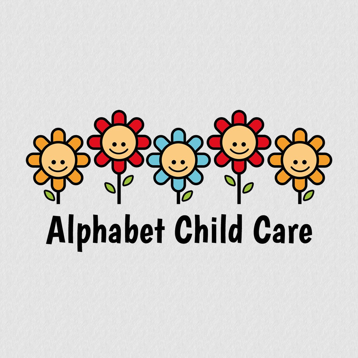 Five Flower Children / Child Care / Daycare Clip Art / Logo Templates ...