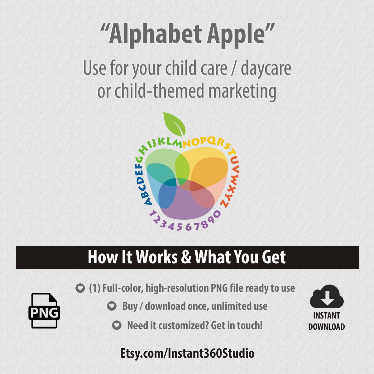 Alphabet Apple / Child Care / Daycare Clip Art / Preschool Logo / Logo ...
