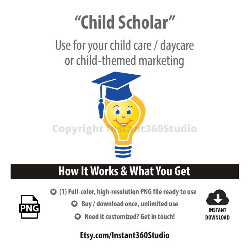 Child Scholar / Child Care / Daycare Clip Art / Preschool Logo / Logo ...