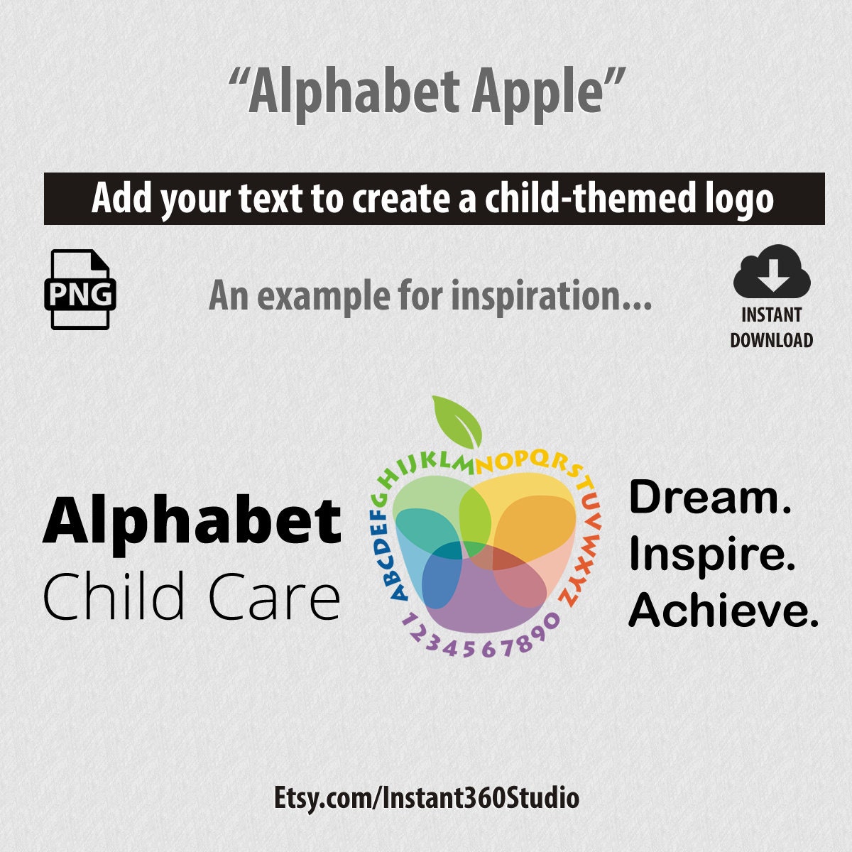 Alphabet Apple / Child Care / Daycare Clip Art / Preschool Logo / Logo ...