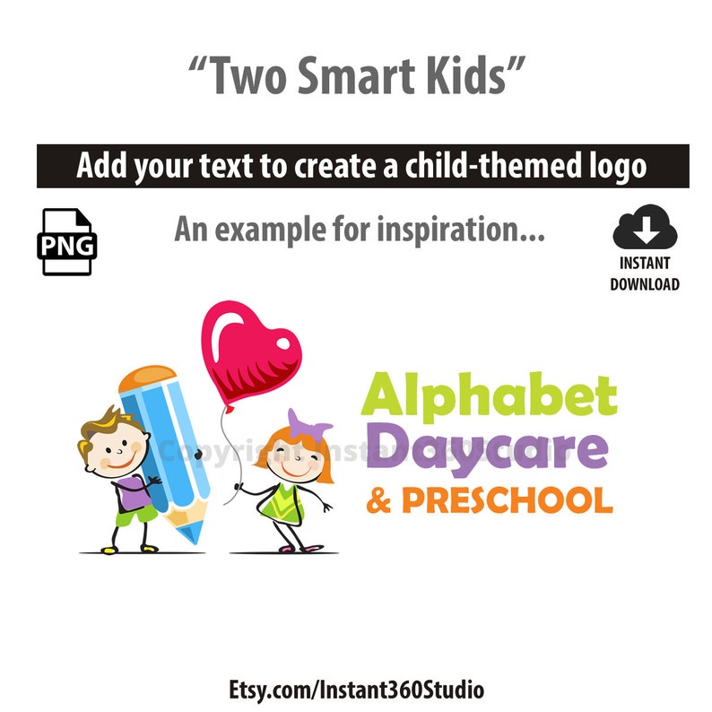 Two Smart Kids / Child Care / Daycare Clip Art / Preschool Logo / Logo ...
