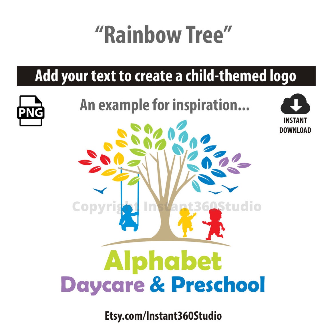 Rainbow Tree / Child Care / Daycare Clip Art / Preschool Logo / Logo ...