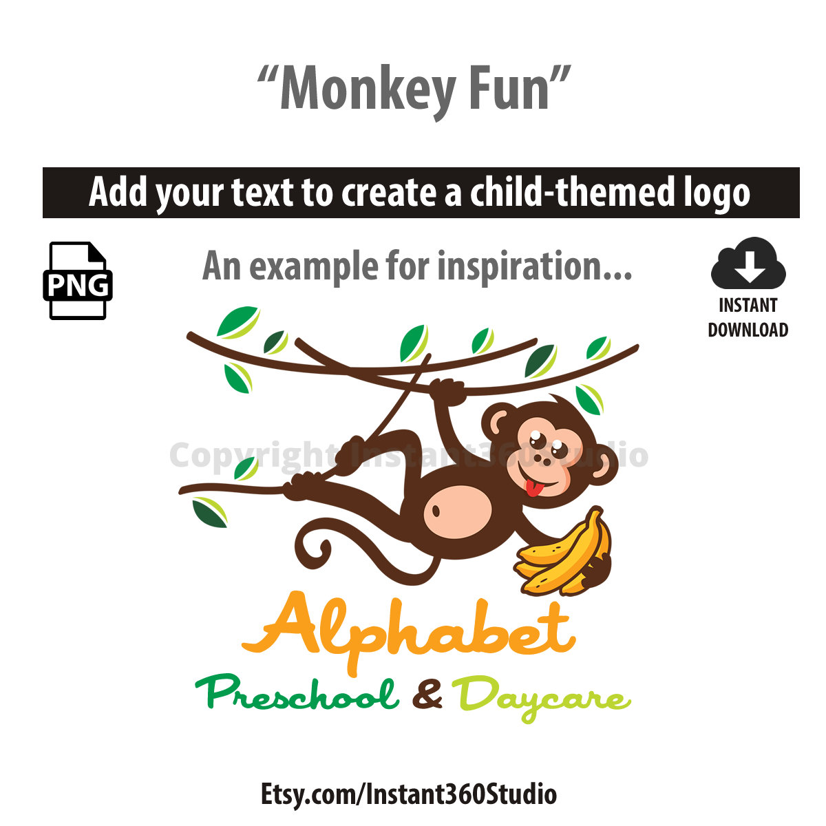 Monkey Fun / Child Care / Daycare Clip Art / Preschool Logo / Logo ...
