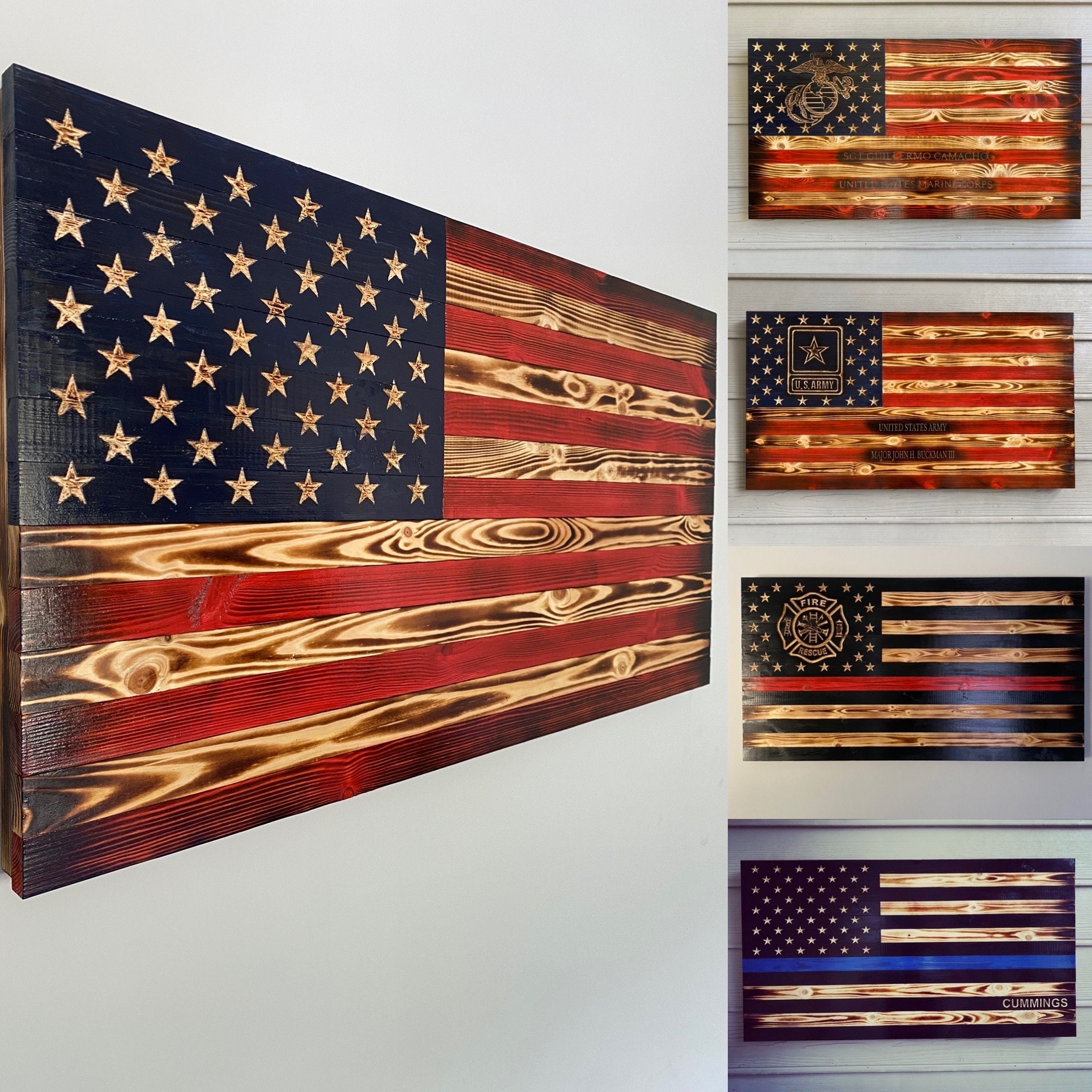 Wood Flag Concealment Bar, Murphy Bar, Wooden American Flag ...