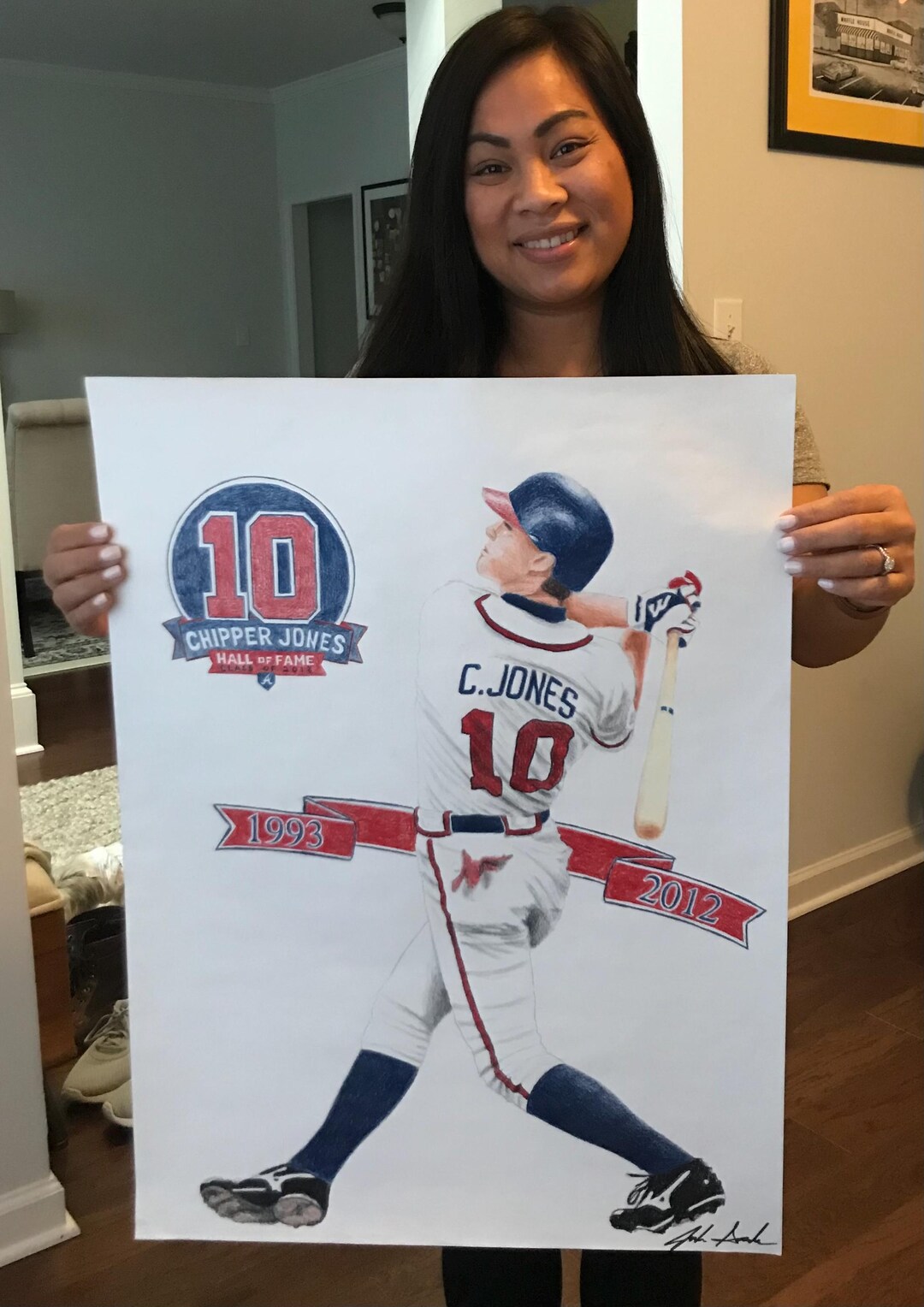 Atlanta Braves Artwork Drawing, Chipper Jones - Etsy