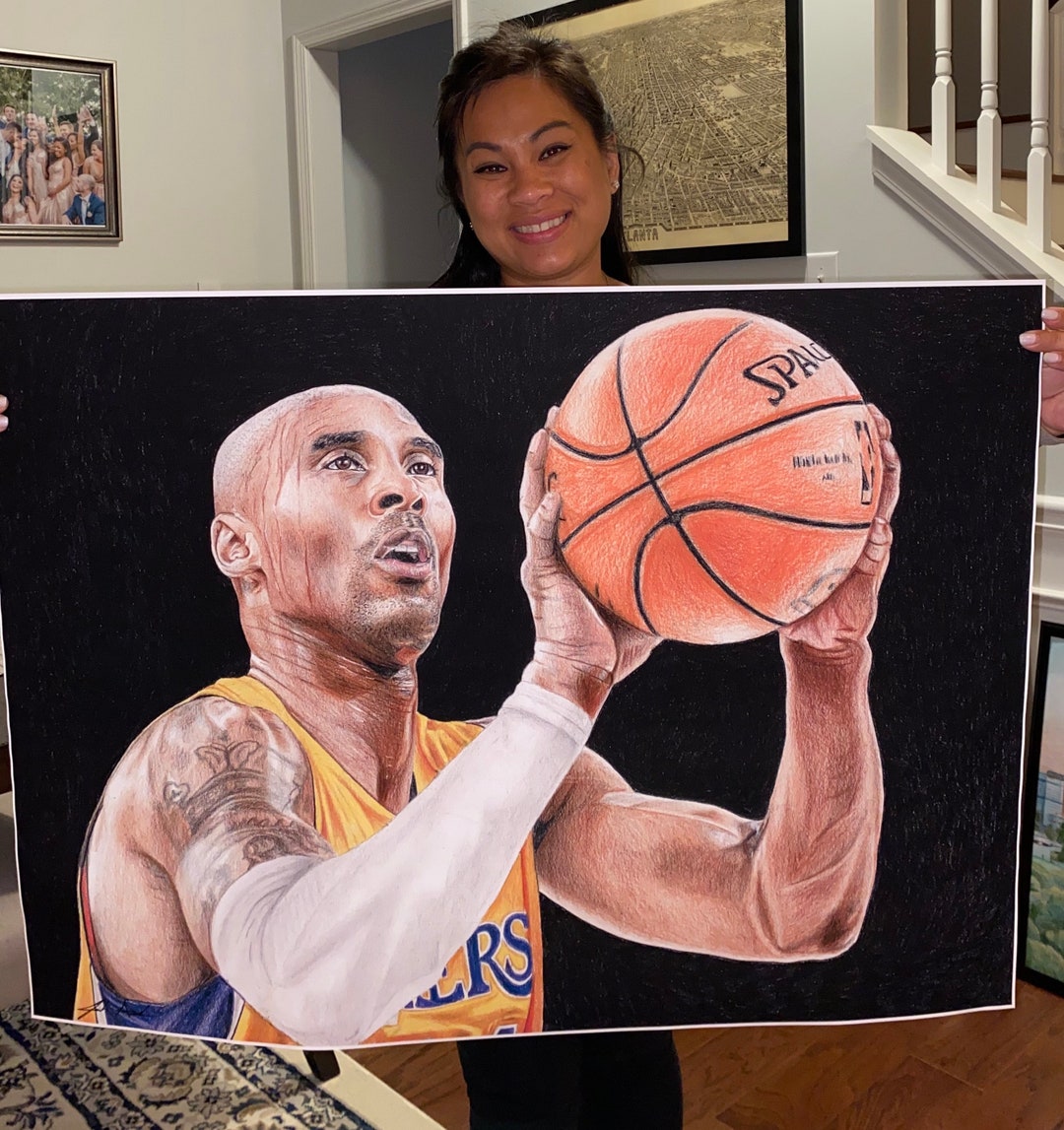 Kobe Bryant Artwork, Kobe Color Pencil Drawing - Etsy