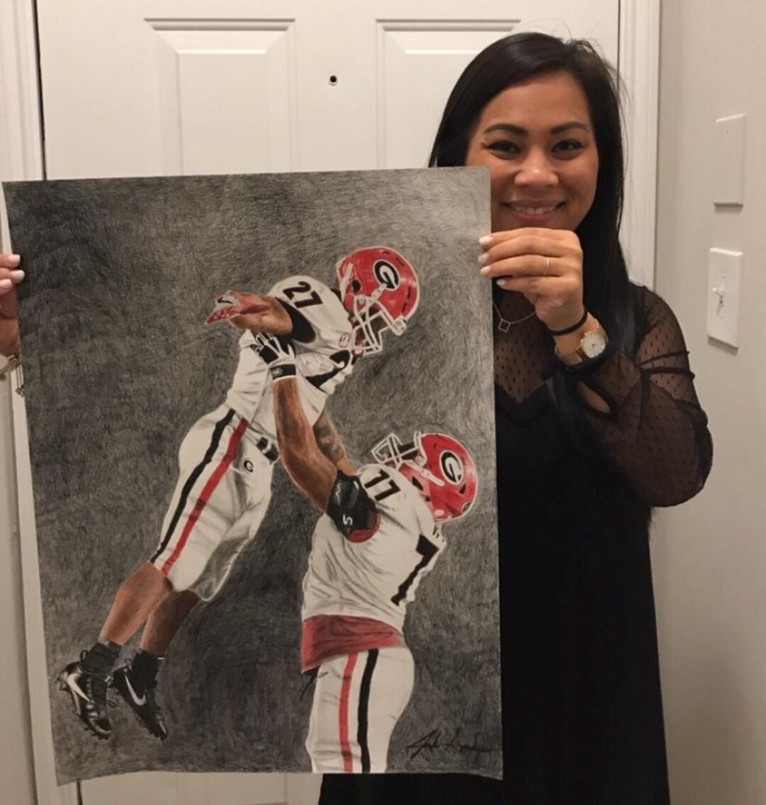 Georgia Bulldogs Football, Georgia Bulldogs Artwork Drawing, Nick Chubb ...