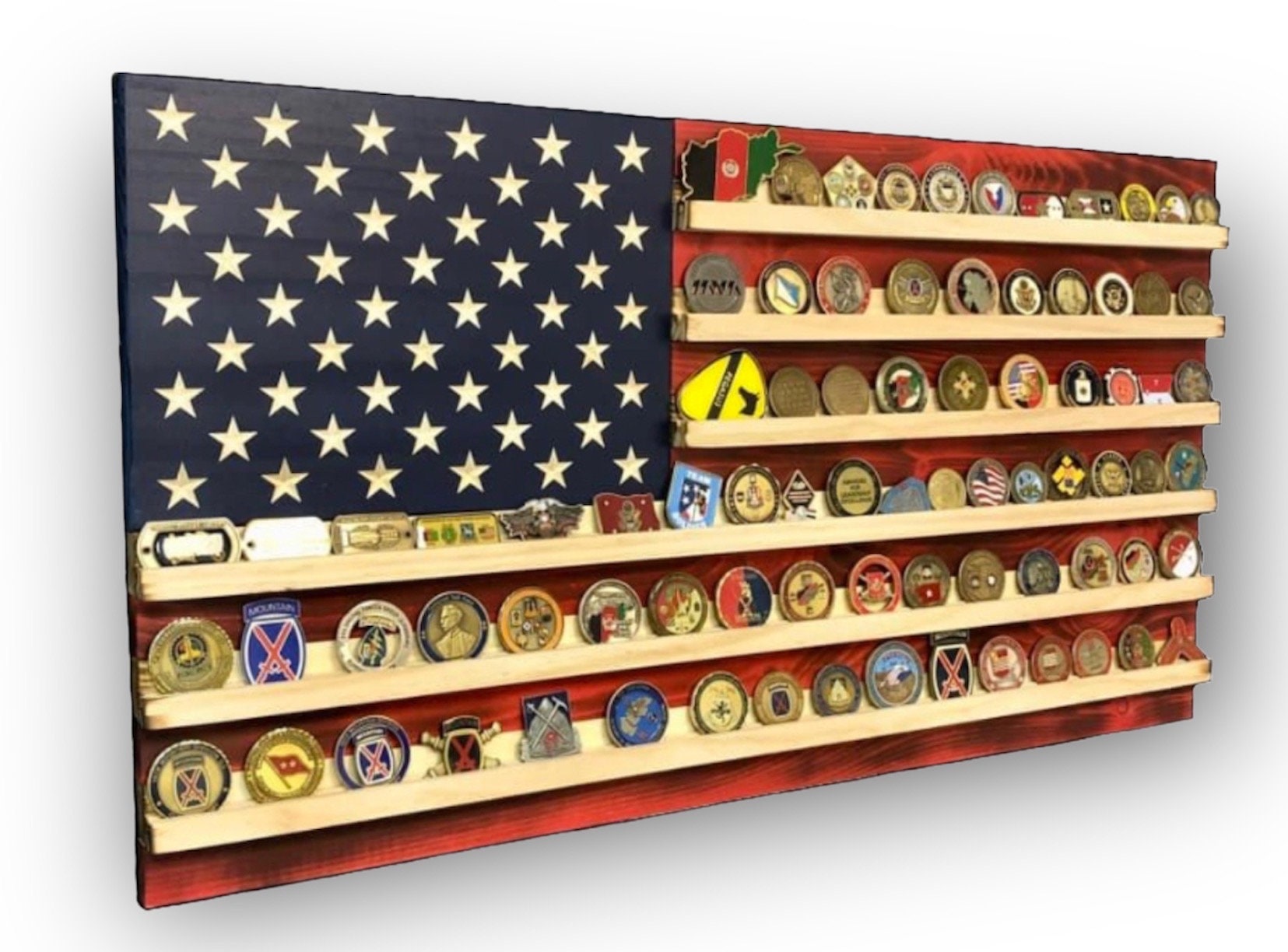 Challenge Coin Display, American Flag Challenge Coin Holder, Wood ...