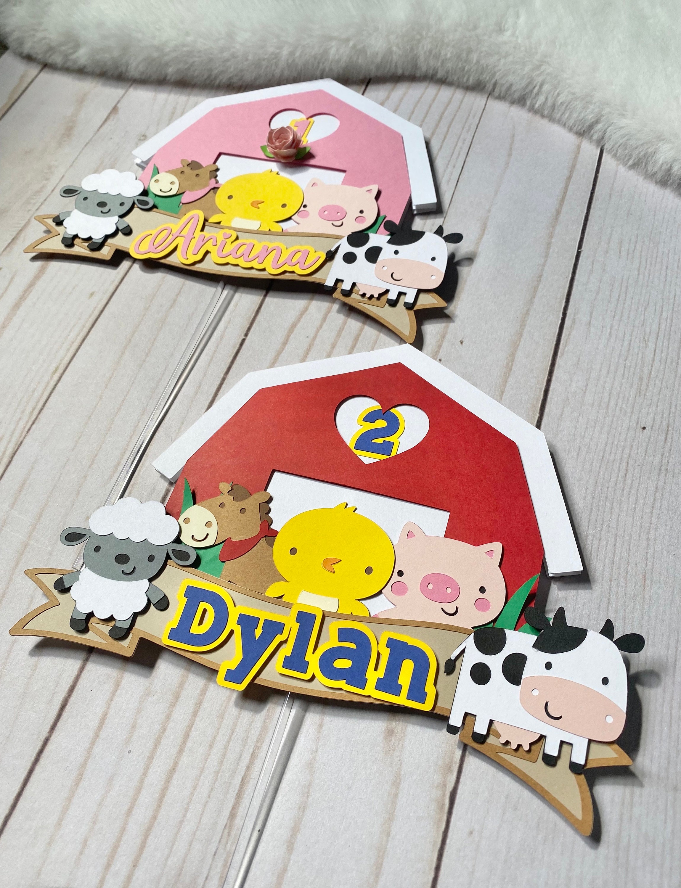 Barnyard Cake Topper Farm Cake Topper Farm Theme Party Decorations Farm ...