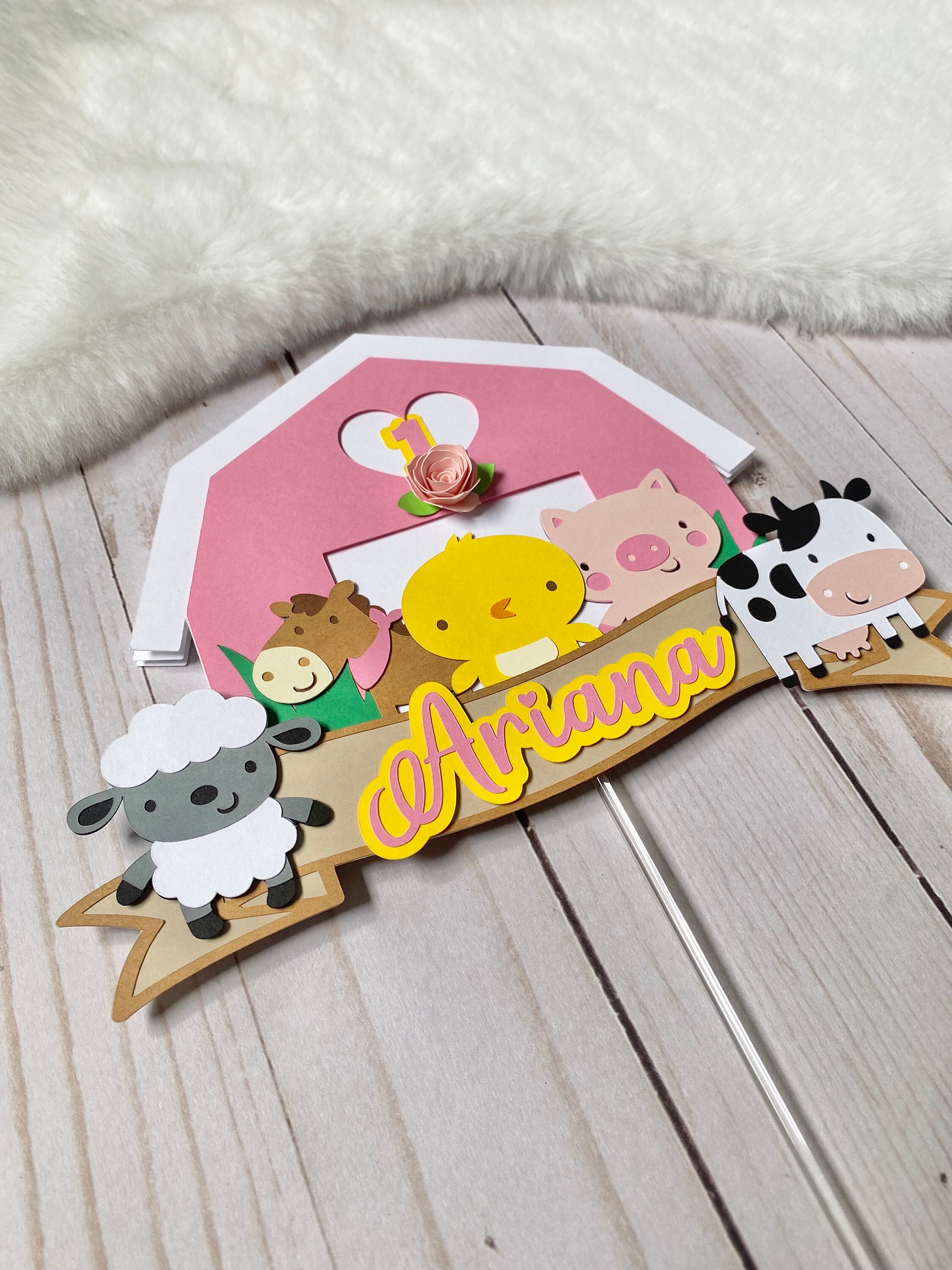 Barnyard Cake Topper Farm Cake Topper Farm Theme Party Decorations Farm ...