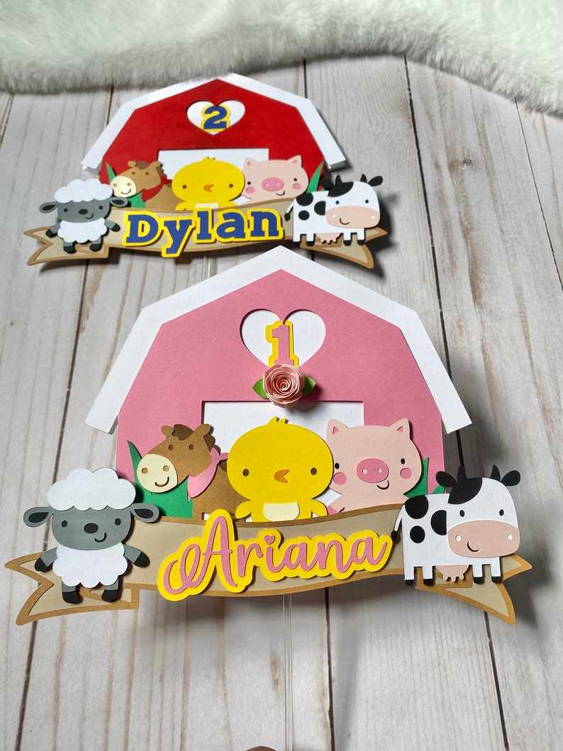Barnyard Cake Topper Farm Cake Topper Farm Theme Party Decorations Farm ...
