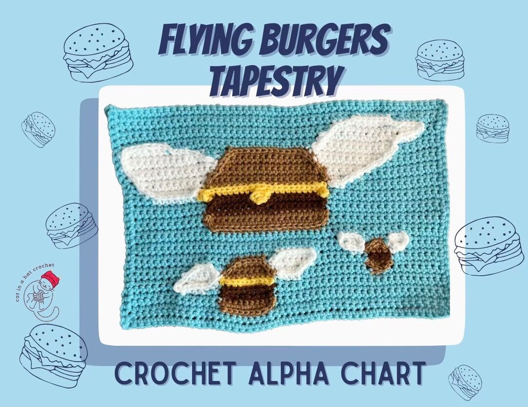Flying Burgers Tapestry Crochet Alpha Pattern Chart - Etsy