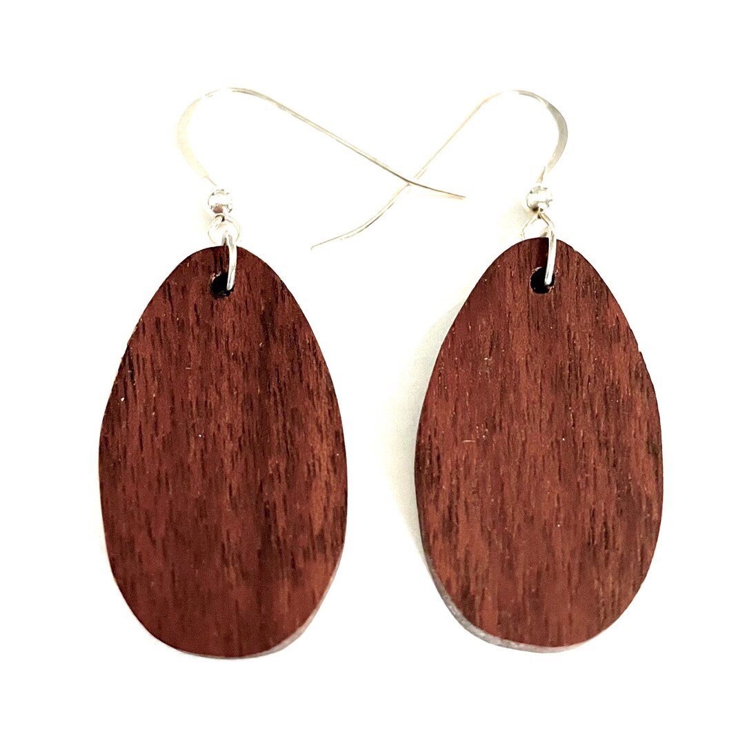 Wooden Earrings, Teardrop, Handmade, Hand Cut, Unique, Walnut Wood ...