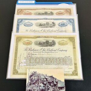 Baltimore and Ohio Railroad Company- Set of 3- Authentic Stock ...