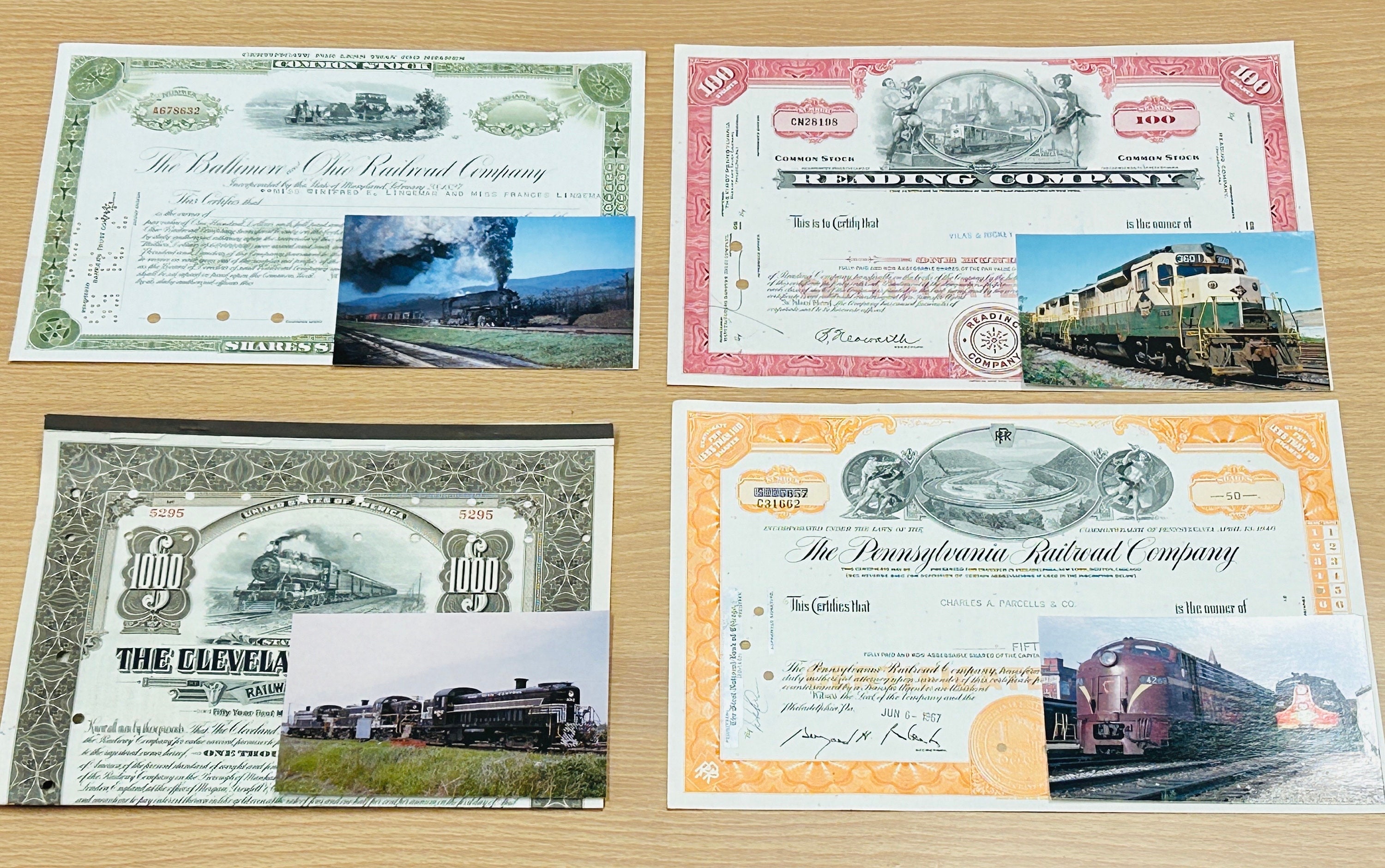 Monopoly Railroad Authentic Stock Certificates: Gift Pack of 4 Railroad ...