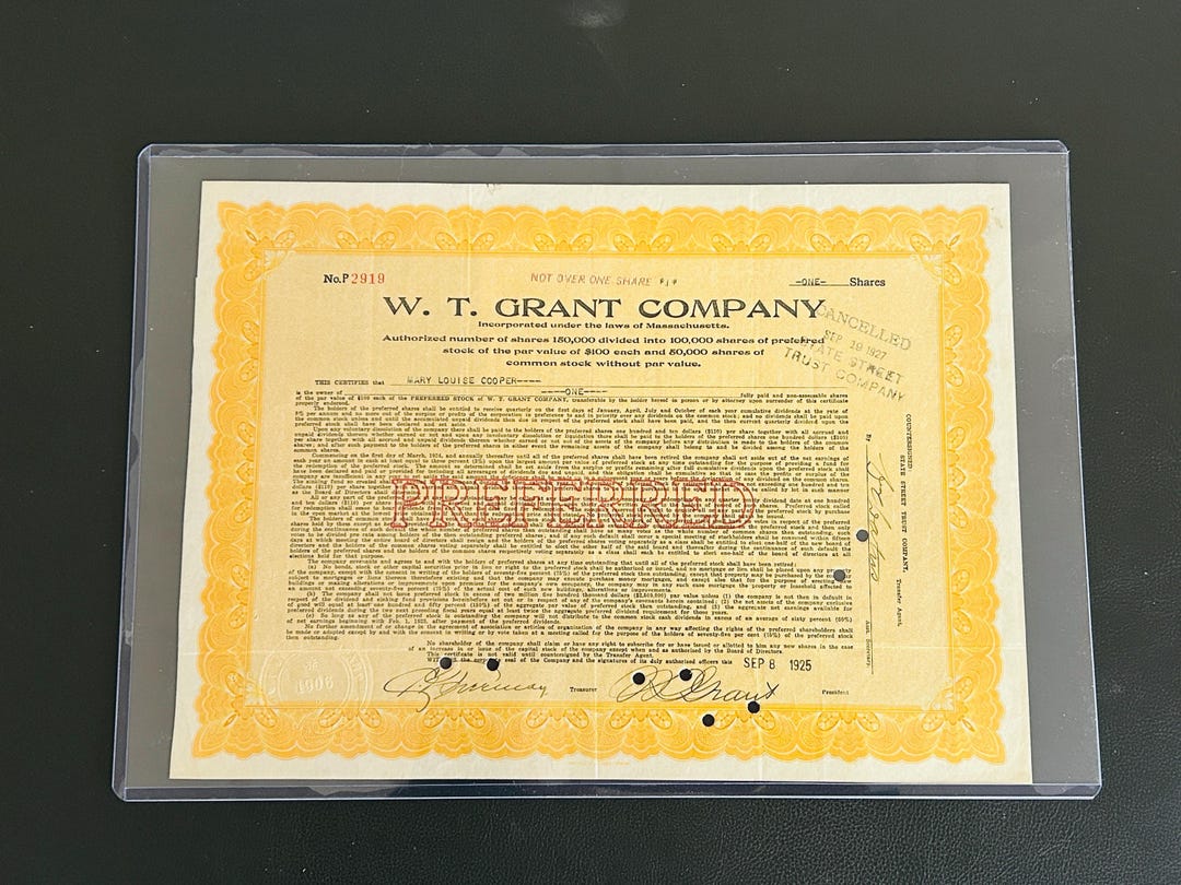 Hand Signed, Founder of Grants Department Stores, Authentic Stock ...