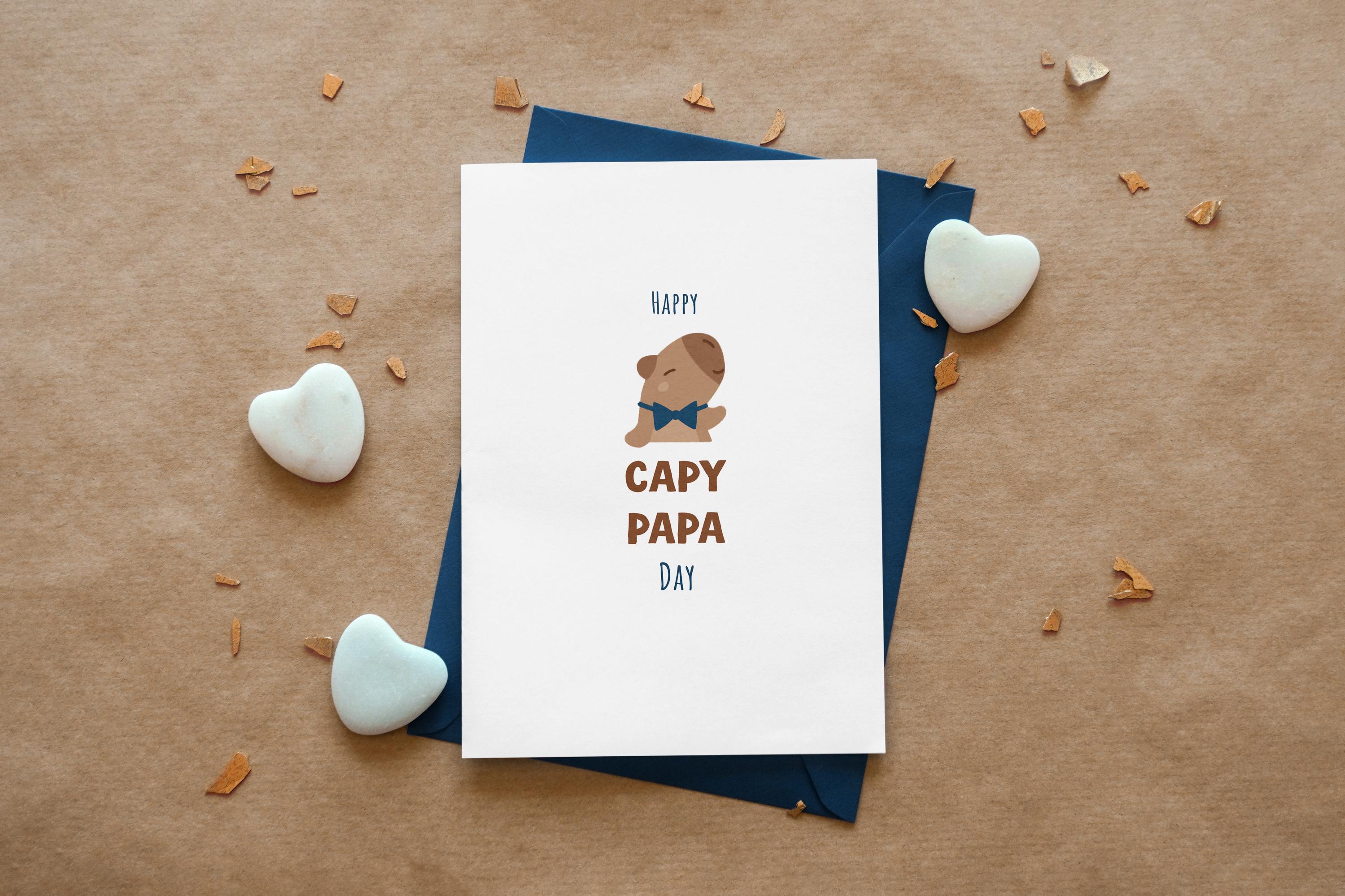 Capybara Fathers Day Printable Card. Capypapa Greeting Card for Dad ...
