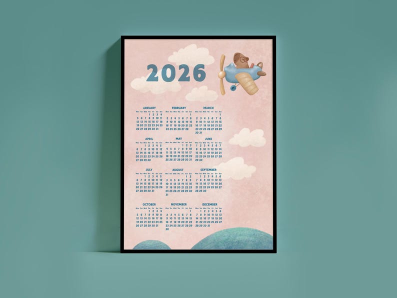 2026 Capybara Calendar, Cute Animal Illustration, A4 Printable (digital ...