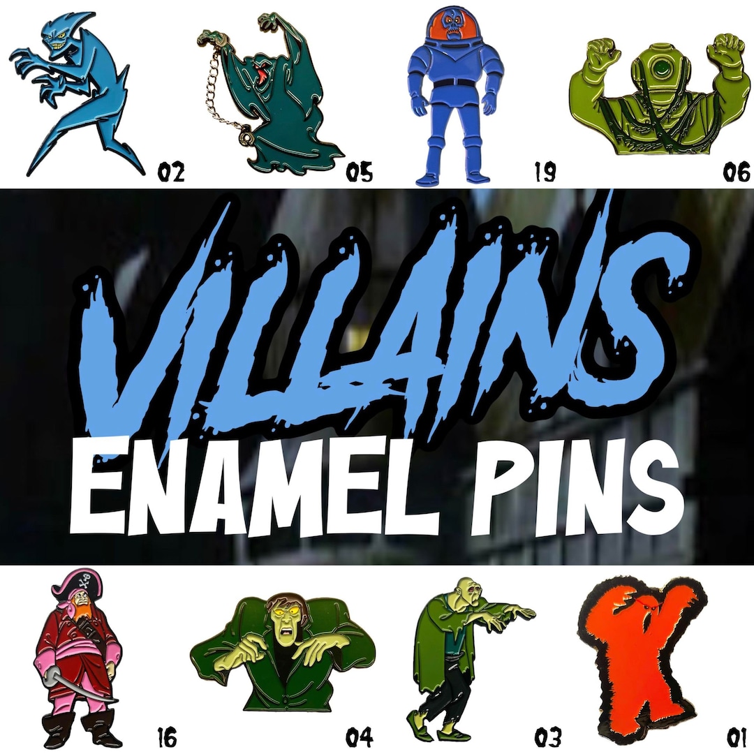 Villains Enamel Pins - Creeper Phantom Shadow Red Beard Tar Monster ...