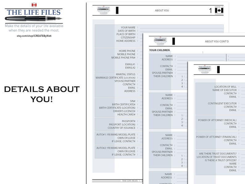 The Life Files DIGITAL DOWNLOAD Estate Planning Digital - Etsy