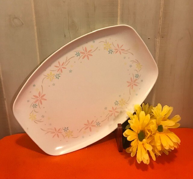 Retro Floral Melmac Oval Platter, Collectible Melmac, Mid Century ...