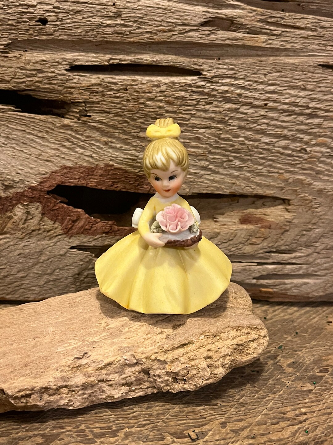 Girl Figurine, Bisque Girl, Girl With Yellow Dress, Collectible Girl ...