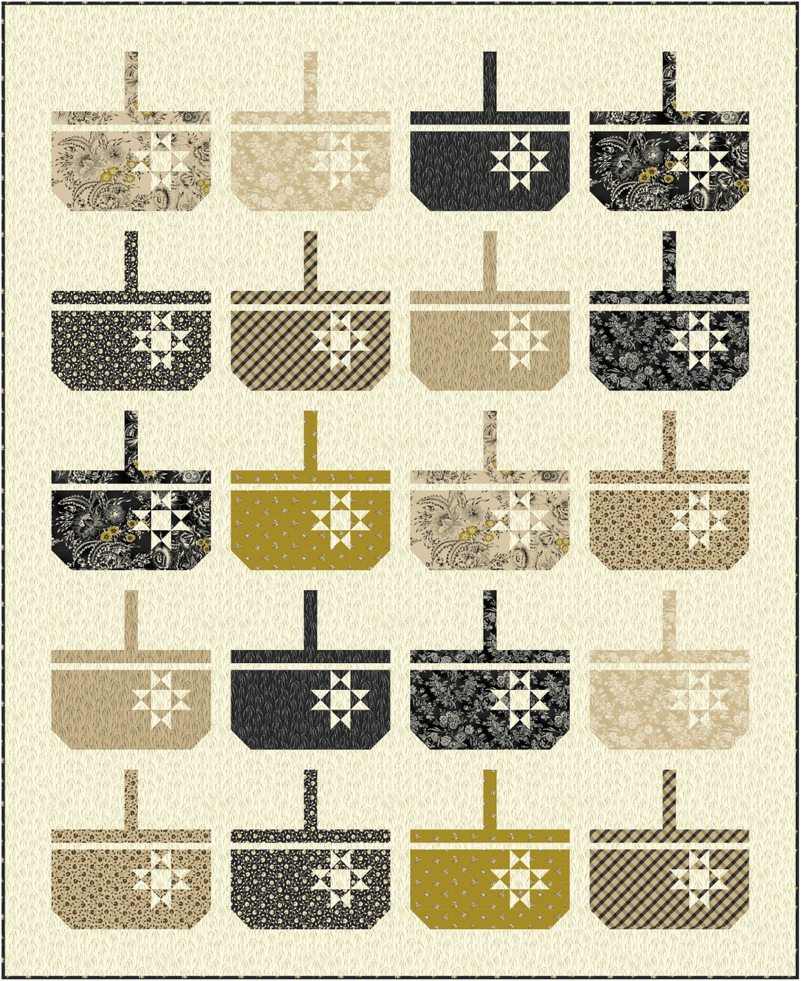 BASKETFUL OF BLESSINGS Quilt Pattern Pdf, Basket and Star Quilt, Fat ...