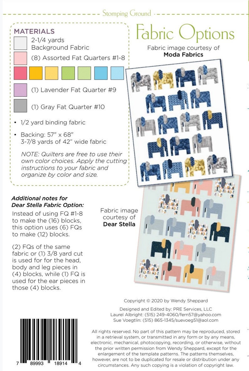 STOMPING GROUND Elephant Fat Quarter Pieced Quilt Pattern PDF - Etsy