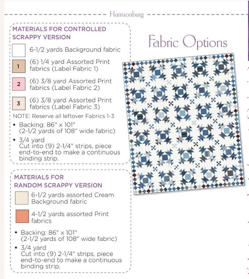 HARRISONBURG Quilt Pattern PDF - Etsy