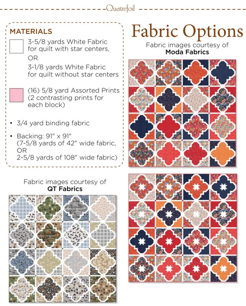 Quatrefoil Pieced Quilt Pattern PDF Full Size - Etsy