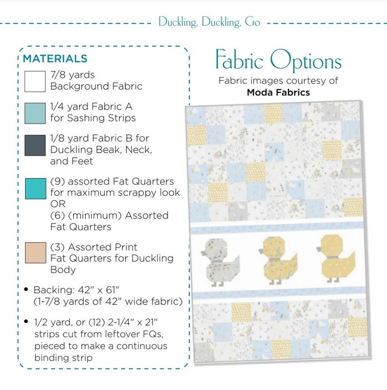DUCKLING, DUCKLING, GO Duck Fat Quarter Friendly Baby Quilt Pattern Pdf ...