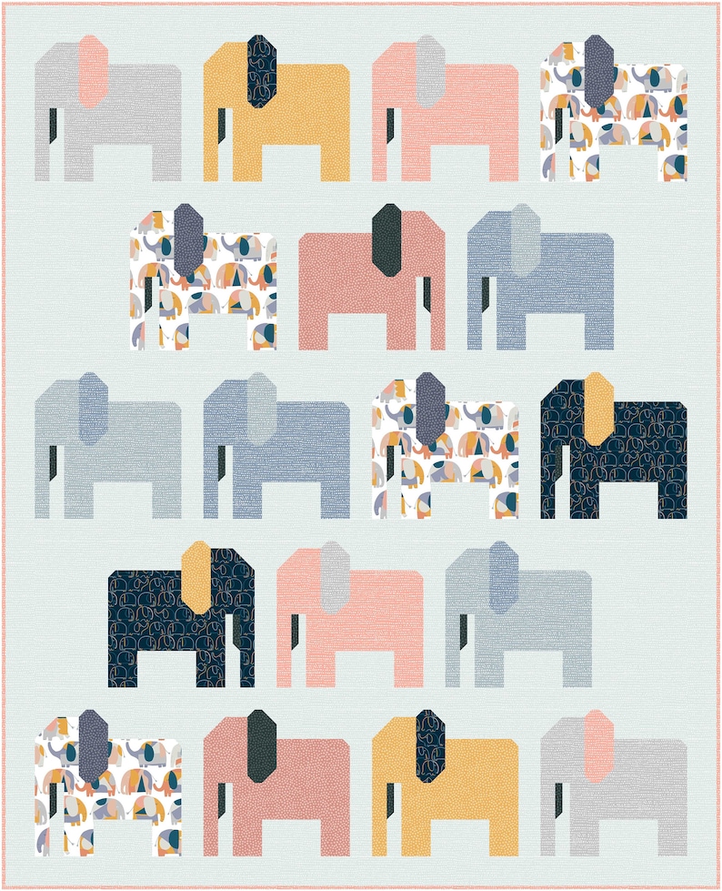 STOMPING GROUND Elephant Fat Quarter Pieced Quilt Pattern PDF - Etsy