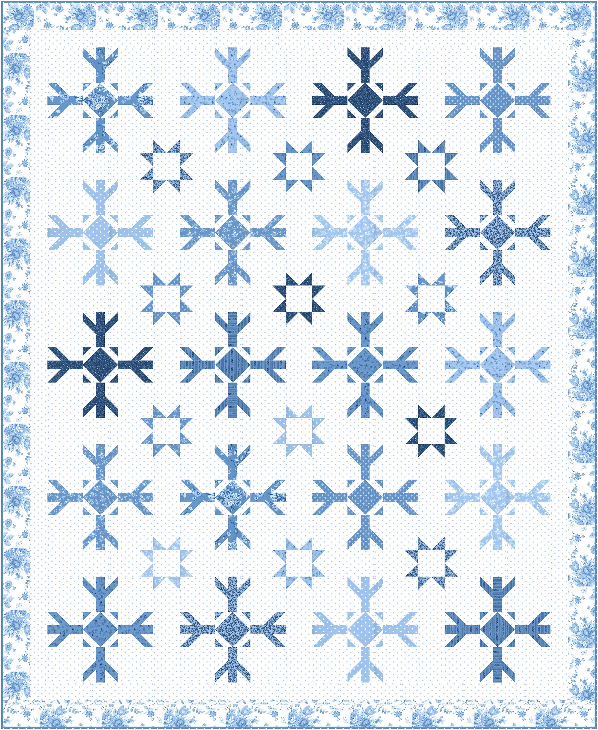 STARS & SNOWFLAKES Winter Snow Quilt Pattern PDF Fat Quarter Friendly ...