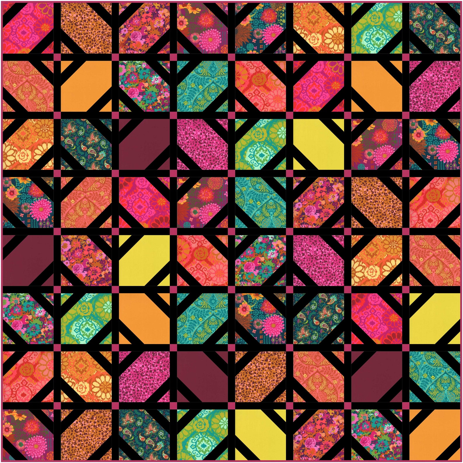 FANCIFUL FLOOR Quilt Digital Pattern PDF Download - Throw and Queen ...