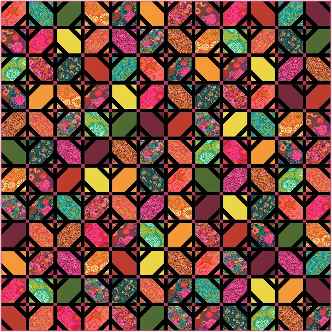 FANCIFUL FLOOR Quilt Digital Pattern PDF Download - Throw and Queen ...