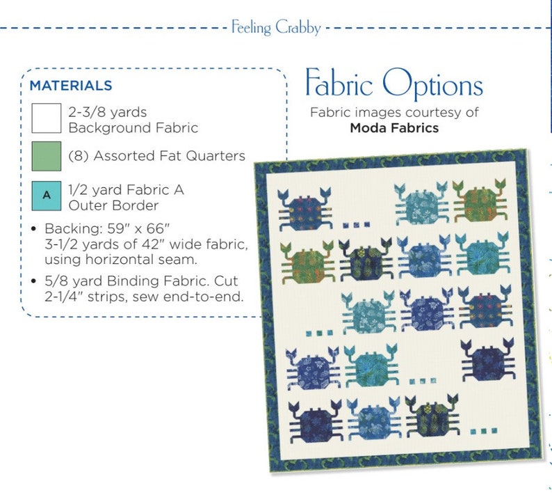 Feeling Crabby Crab Fat Quarter Friendly - Wendy Sheppard Quilt Pattern ...
