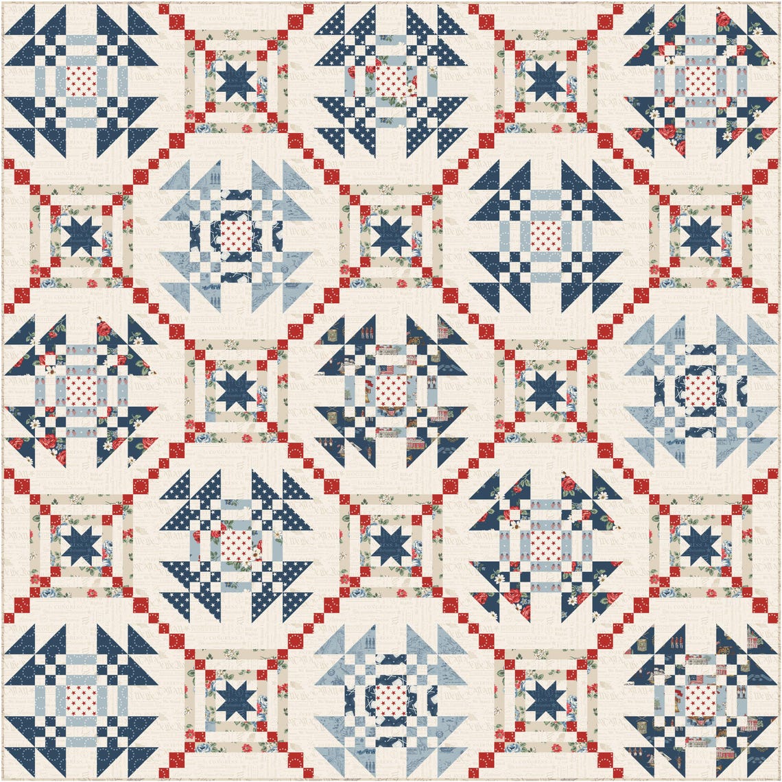 PATRIOT DREAM Patriotic Red White Blue Pieced Quilt Pattern PDF by ...
