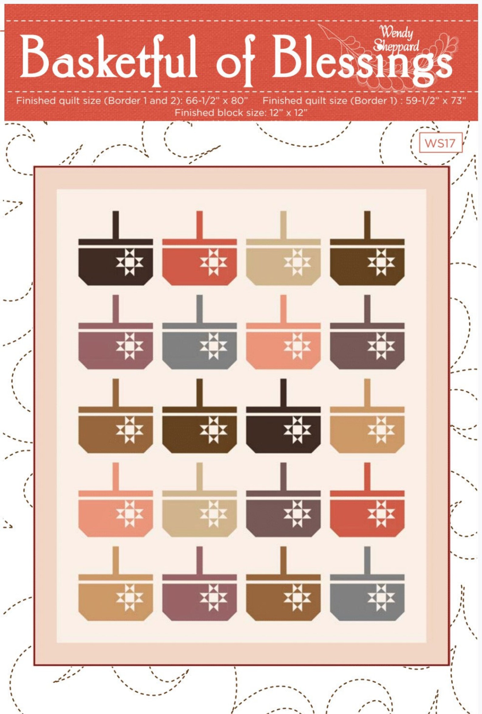 BASKETFUL OF BLESSINGS Quilt Pattern Pdf, Basket and Star Quilt, Fat ...