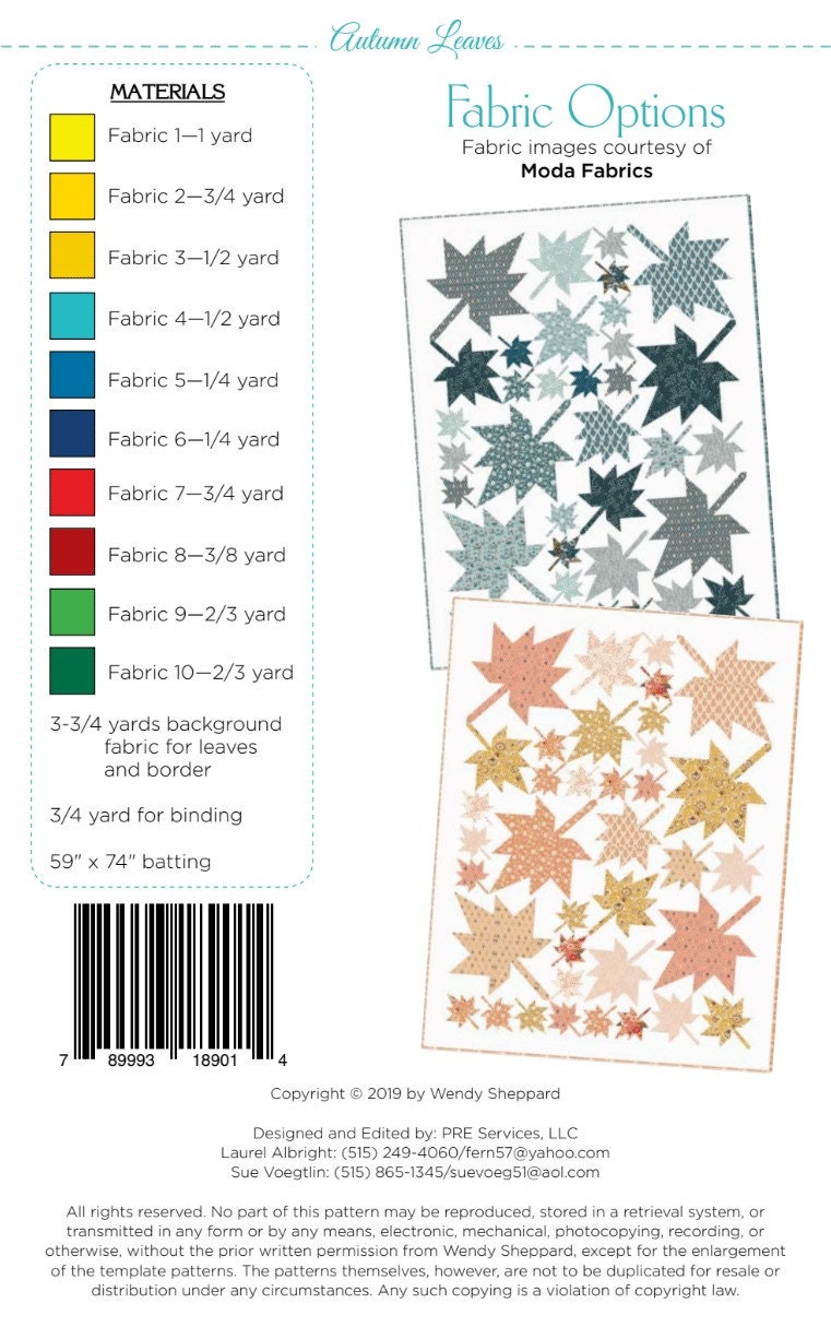 Autumn Leaves Digital PDF Pattern - Etsy