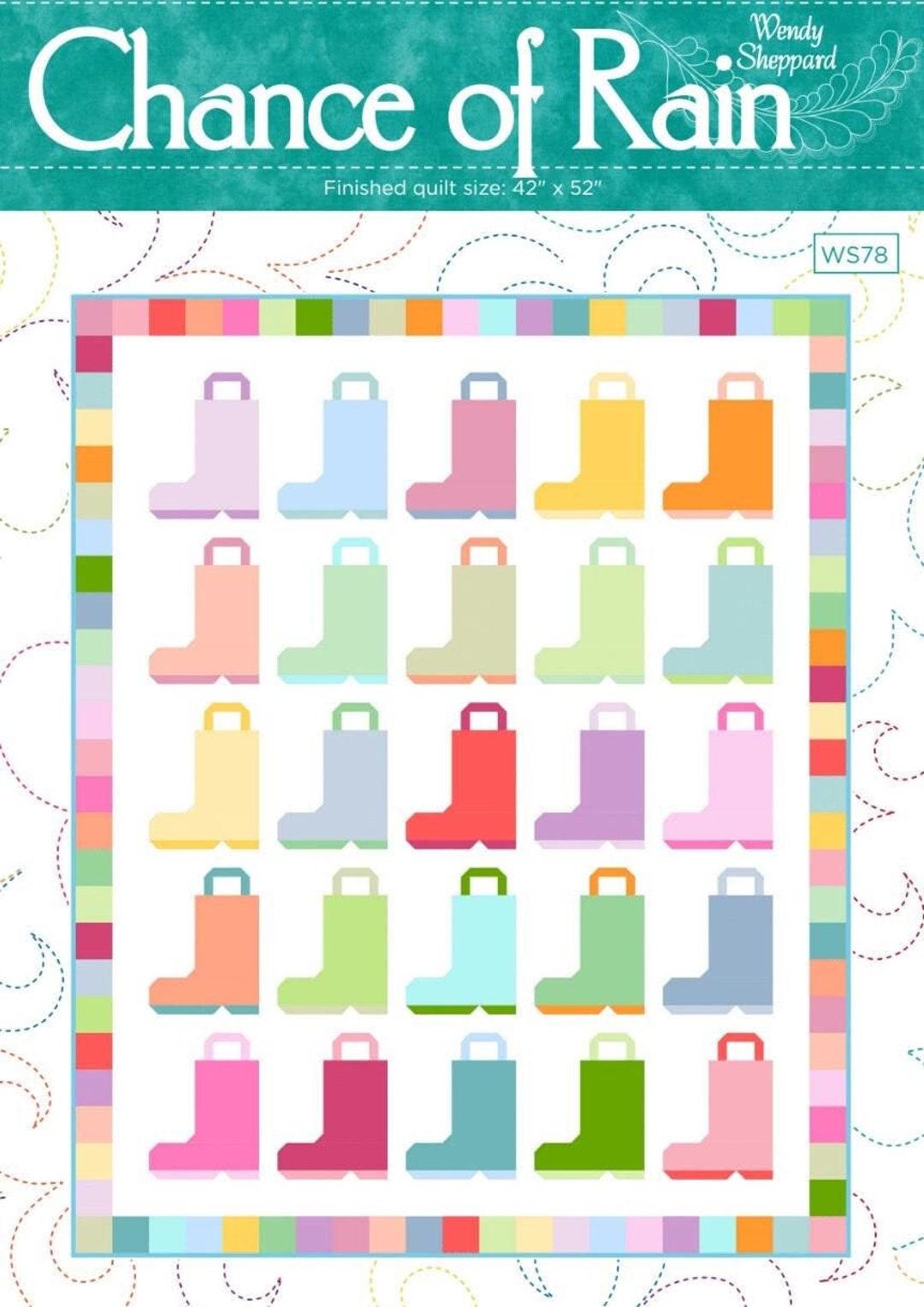 Chance of Rain Rainboots Pieced Quilt Pattern PDF - Layer Cake Friendly ...