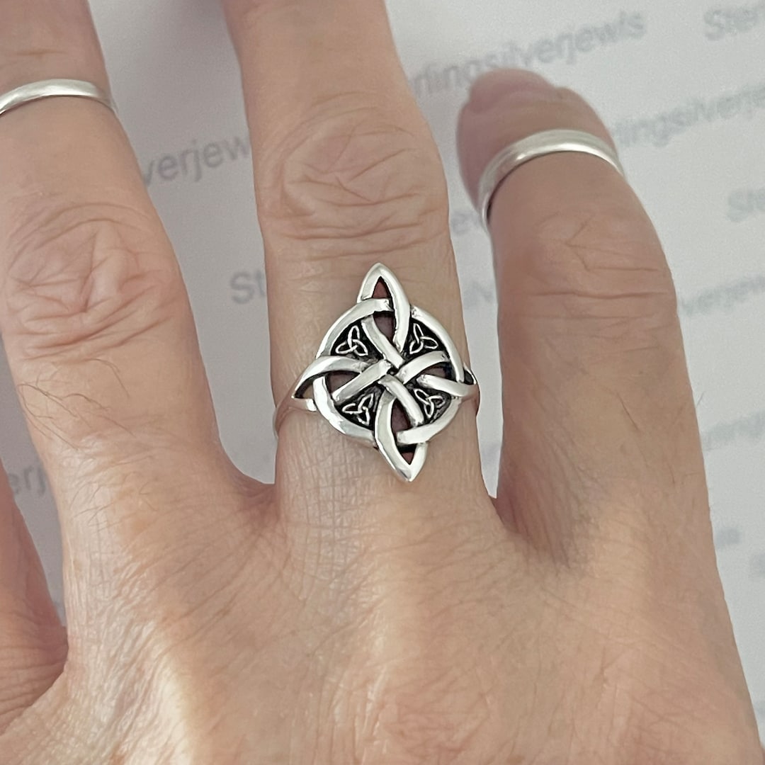 Sterling Silver Large Intertwined Cross Ring With Little Triquetras ...