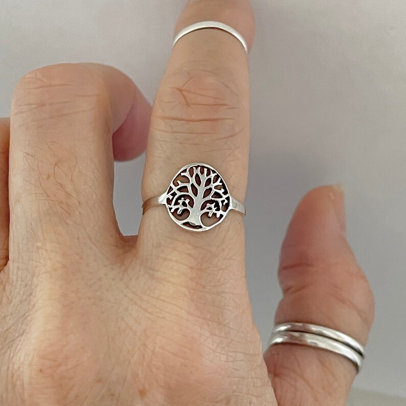 Sterling Silver Small Tree of Life Ring Leaf Ring Tree Ring - Etsy