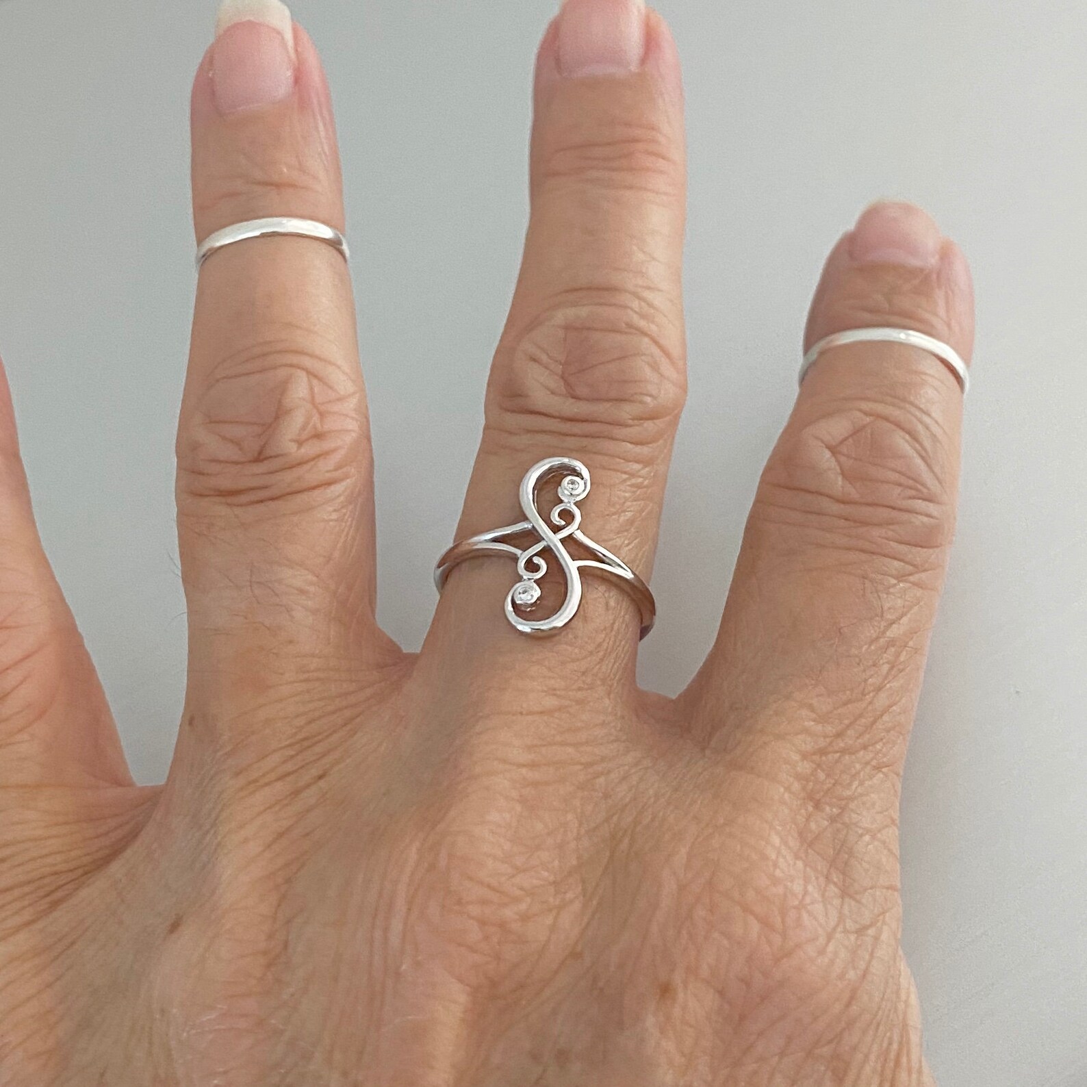 Sterling Silver S Shape Swirly Ring Silver Ring Swirl Ring - Etsy