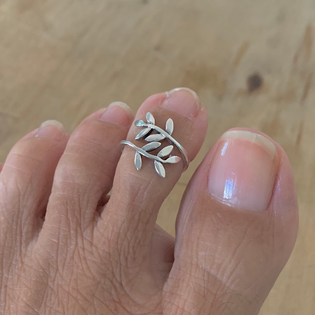 Sterling Silver Leaves Toe Ring Silver Ring Midi Ring Pinky - Etsy